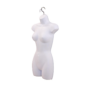 SSWBasics Female Mannequin Torso - Fits Women’s Sizes 5-10 - Molded, Shatterproof & White