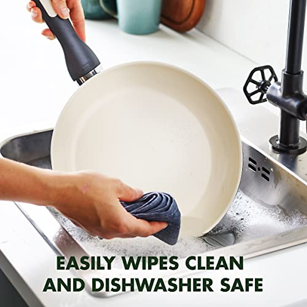 GreenPan Rio Healthy Ceramic Nonstick 8" and 10" Frying Pan Skillet Set, PFAS-Free, Dishwasher Safe, Black