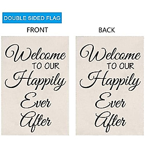 Newlyweds Gift Welcome To Our Happily Ever After House Flag Wedding Gift for Bride and Groom (Welcome Happily Ever After)