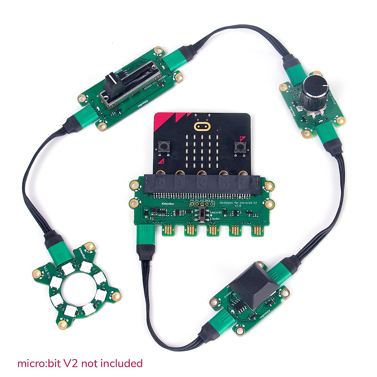 KittenBot Jacdac Starter Kit A with Jacdaptor for Micro:bit V2, Connect and Code Electronics Instantly, for Microsoft Makecode Arcade(Without Micro:bit)