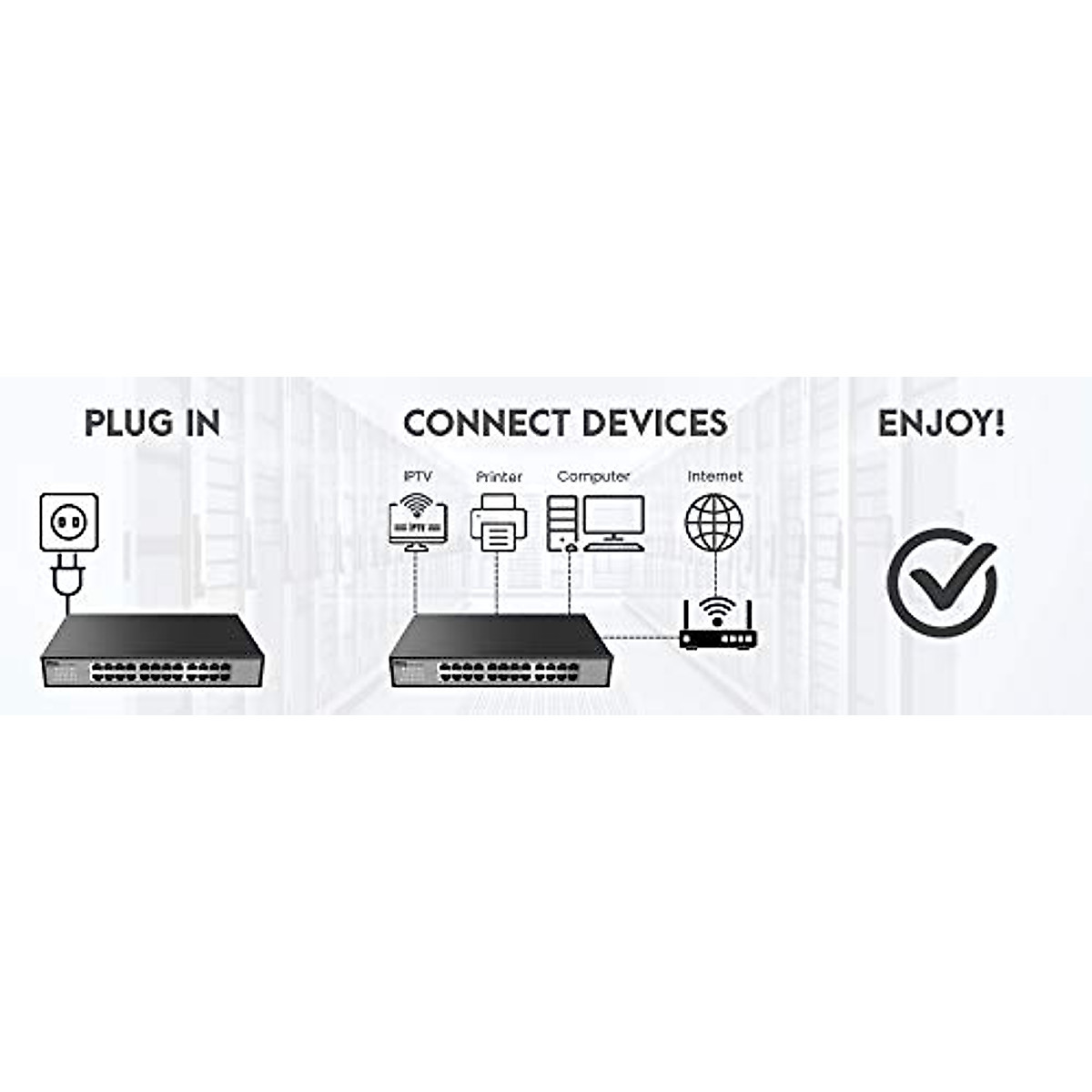 Netis ST3124GS 24 port Unmanaged 10/100/1000M Gigabit Switch, Desktop Ethernet Splitter, Ethernet Hub, Plug and Play, Fanless Quite, Traffic Optimization, Sturdy Metal Desktop size, expandable to standard 19 inch rack mount with included mounting bracket,