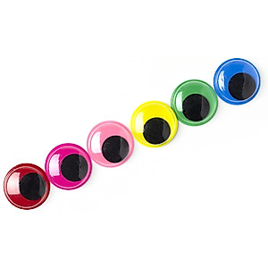 Cousin DIY Black and Neon Wiggle Eyes, Pack of 50, 20mm