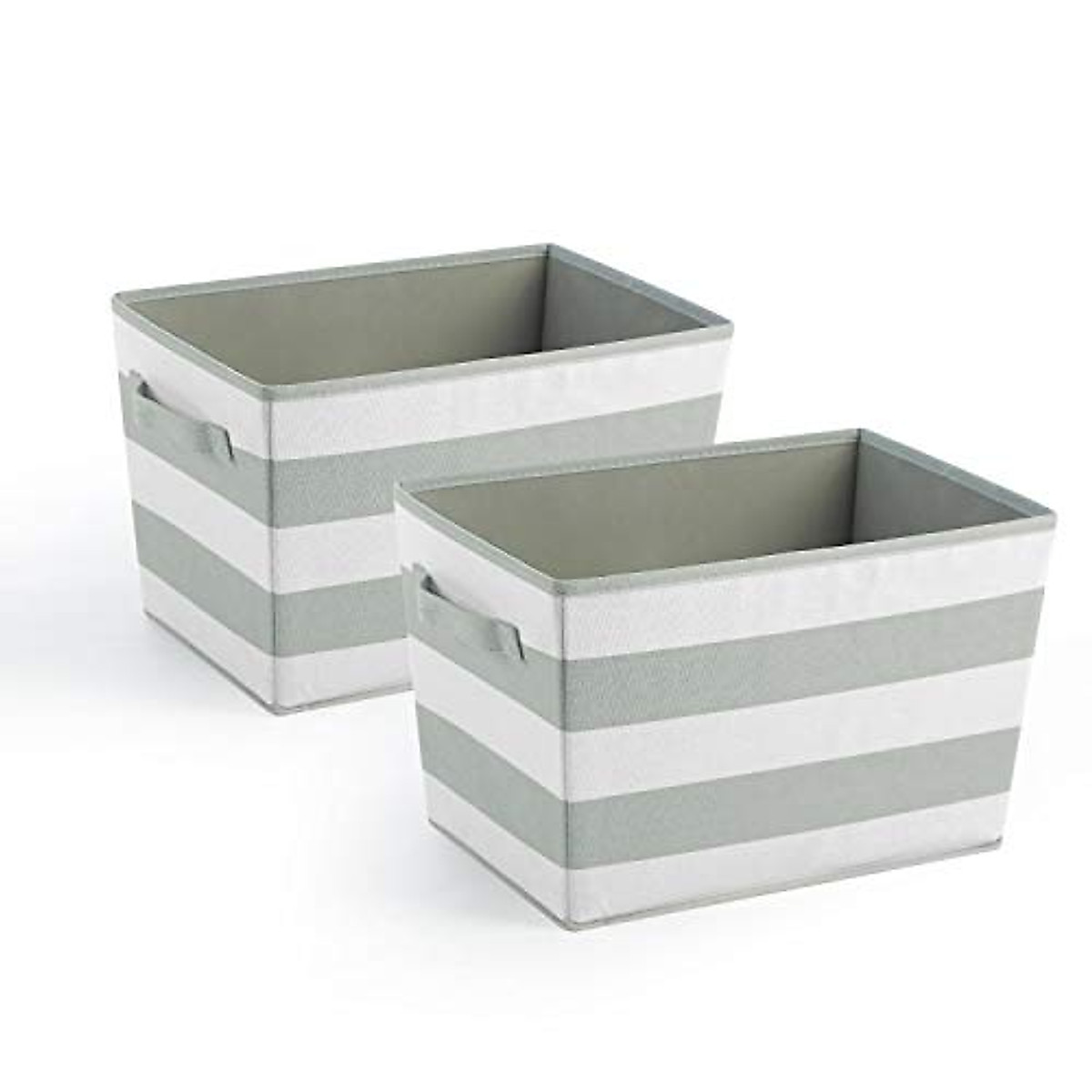 Urban Shop Tapered Rugby Stripe, Set of 2 Storage Cube with Handle, Grey