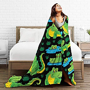 Crocodile Alligator Hiding in Pond Soft Throw Blanket All Season Microplush Warm Blankets Lightweight Tufted Fuzzy Flannel Fleece Throws Blanket for Bed Sofa Couch 50"x40"