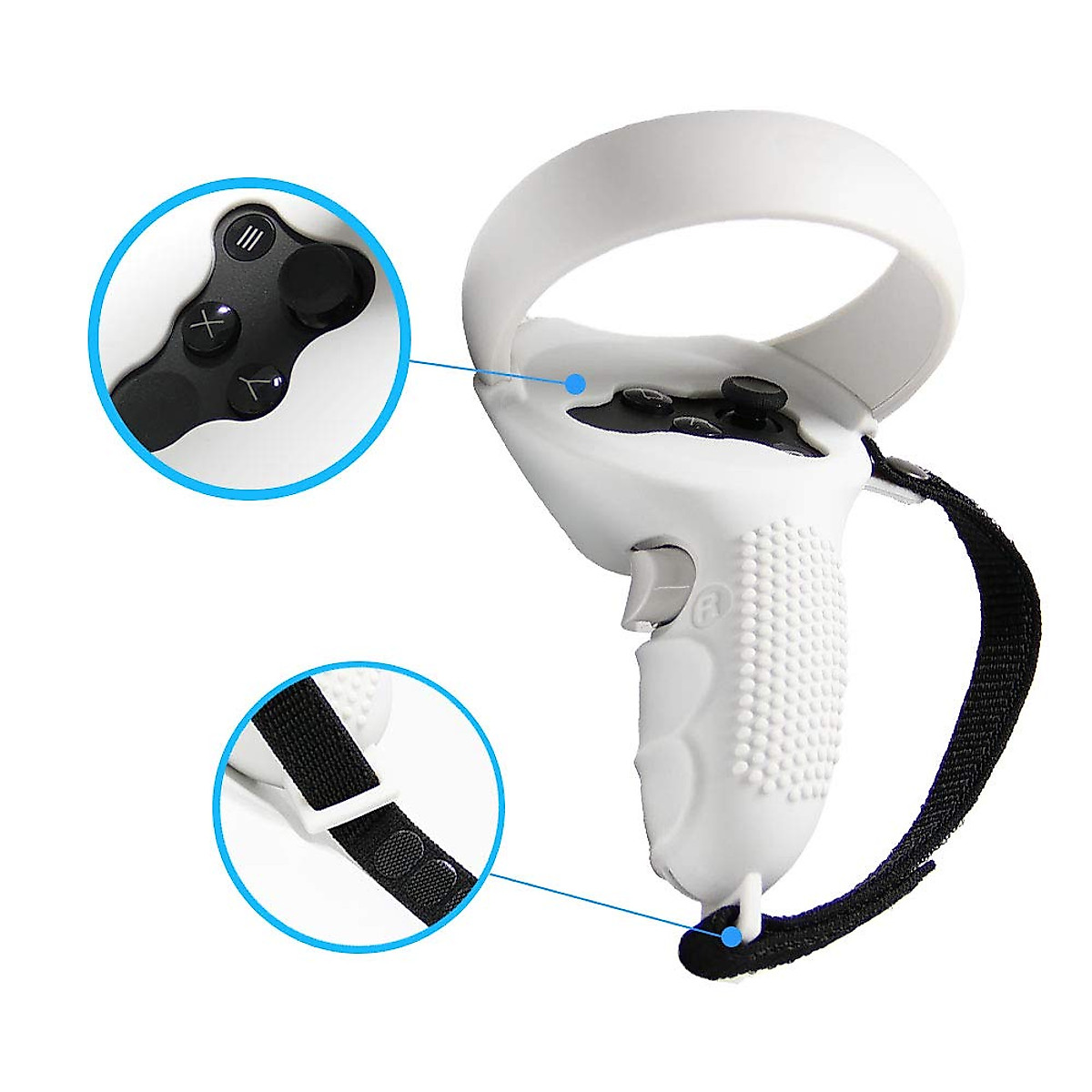 VRbrother Controller Grip Cover for Oculus Quest 2,Hand Strap Adjustable Wrist Knuckle Strapstrap，Handle Trackpad Protection Design,VR Cover Accessories,White