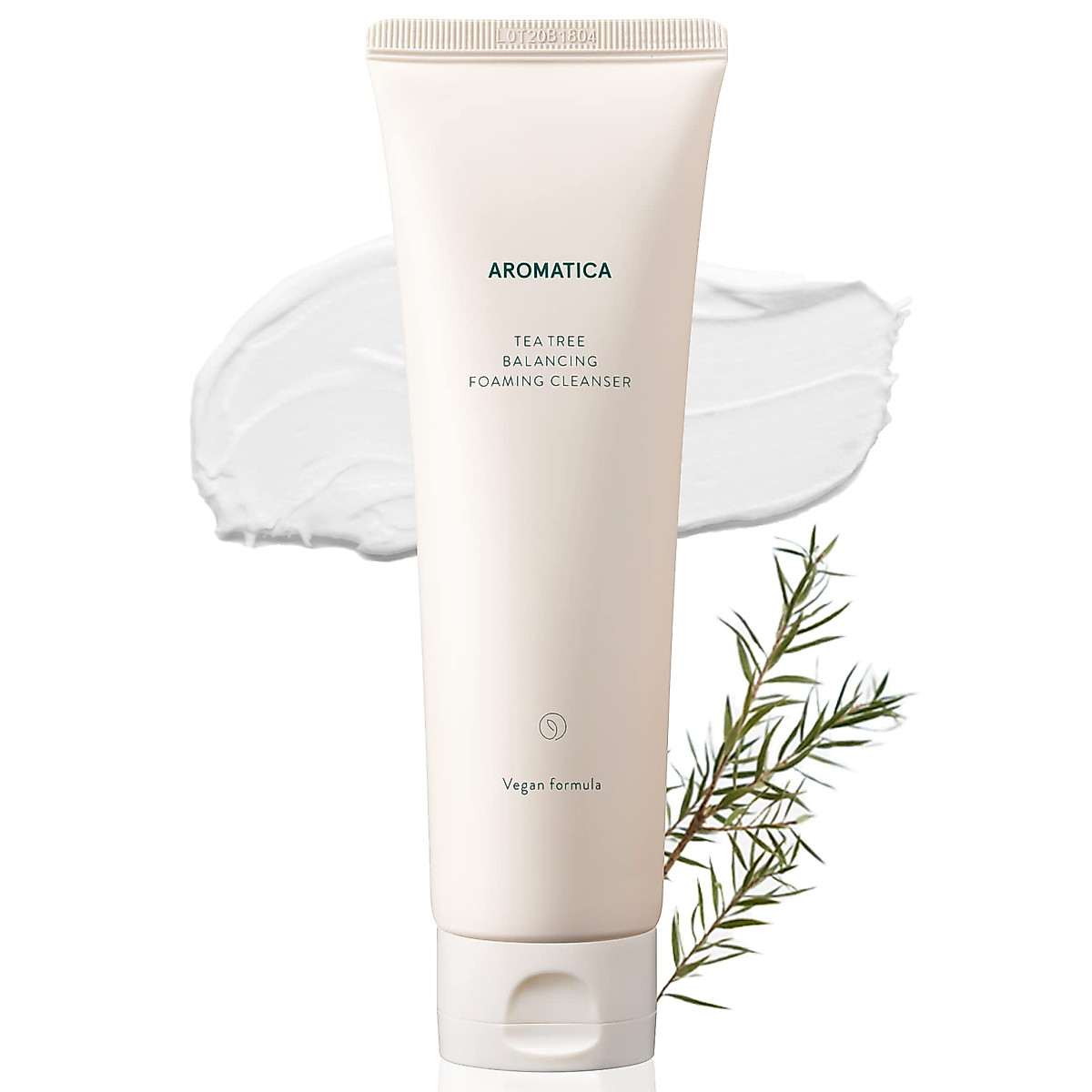 AROMATICA Tea Tree Balancing Foaming Cleanser 6.35oz / 180g, Vegan Double Cleanser Face Wash For Oily Skin, EWG Verified