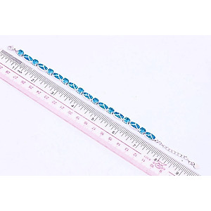 CiNily Created Blue Fire Opal Aquamarine Rhodium Plated for Women Jewelry Gems Chain Bracelet