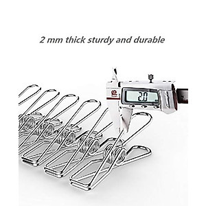 Clothes Pins 40 Pack Stainless Steel Clothesline Clips 2.2" ClothesPins Outdoor Indoor Laundry Drying Piece Clothesline Pins for Home and Office Fastener