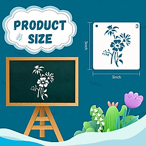 Small Stencils for Painting on Wood Reusable: 60pcs 3 Inch Flower Stencils Mandala Stencil for Dot Painting, Sunflower Butterfly Rose Stencils for Painting on Rock, Walls, Canvas, Drawing, Crafts, Art