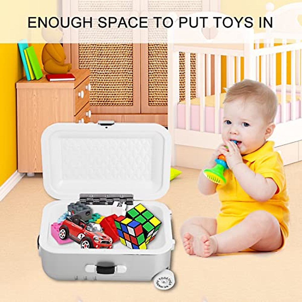 Wakects Doll Suitcase, Mini Dolls Travel Suitcase Baby Suitcase Toy, Mini Luggage Box Rolling Suitcase for Doll, Kids(Silver)