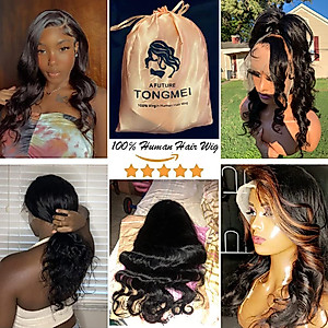 Body Wave Lace Front Wigs Human Hair Pre Plucked 13x4 HD Transparent Lace Frontal Wig with Baby Hair 180% Density Brazilian Virgin Human Hair Lace Front Wigs for Women Natural Black 22inch