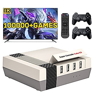 Kinhank Super Console Cube X3 Retro Game Consoles Built-in 100000+ Games, Android 9.0/Emuelec 4.5/CoreE System, S905X3 Chip, Compatible with DC/ARCADE, etc 8K UHD Output,2.4G/5G