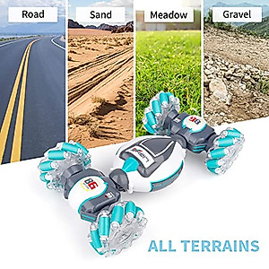 Gesture Sensing RC Stunt Car Toys for 6-12 yr Boys&Girls - Best Birthday Gifts for Kids, 2.4Ghz H&Controlled Remote Control Twist Cars, PREPOP 4WD Transform Off Road for Rotating