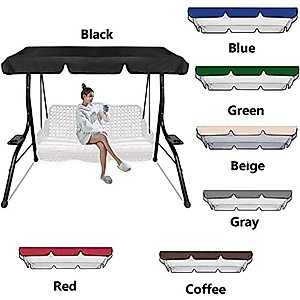 BTURYT Patio Swing Canopy,Waterproof Replacement Canopy Cover for 2/3 Seater Swing Chair,Swing Ceiling Replacement Cover for Outdoor Patio/Lawn/Garden Porch Swings(top Cover only)