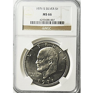 1971 S Eisenhower Silver Dollar $1 NGC MS66