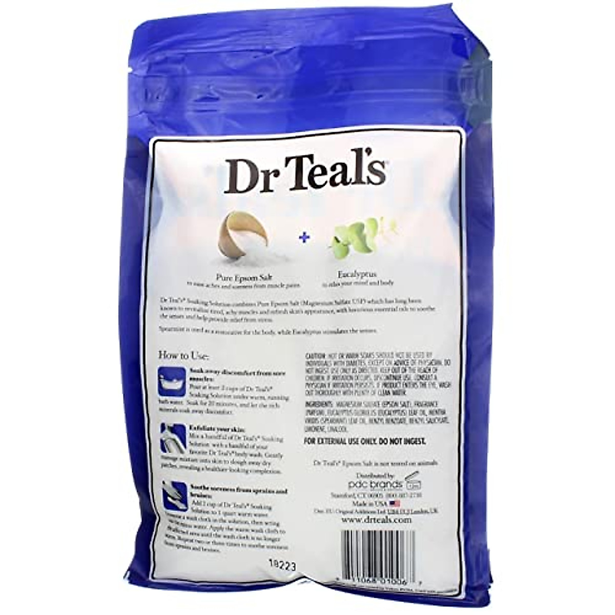 Dr Teals Soaking Solution, Epsom Salt, Relax, Eucalyptus Spearmint, 3 Pound (Pack of 4)