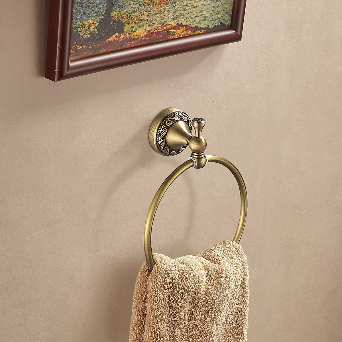 Leyden Brass Toilet Paper Holder,Antique Towel Ring Retro Hand Towel Holder,Brass Towel Bar,Antique Towel Rack Holder Bath 11.81 Inch Rod Hanger
