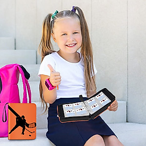 Hockey Card Binder,4-Pocket Trading Card Binder with 400 Card Sleeves,Portable Cards Album Case for Cards Collection Baseball Football Hockey Basketball Sports Cards (400 Pocket Hockey)