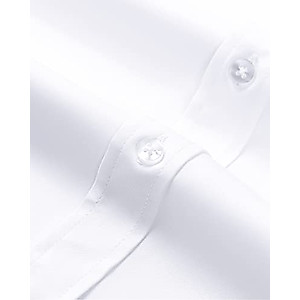 Alimens & Gentle Men's Stretch Mandarin Collar Dress Shirt Long Sleeve Solid Banded Collar Button Down Shirts