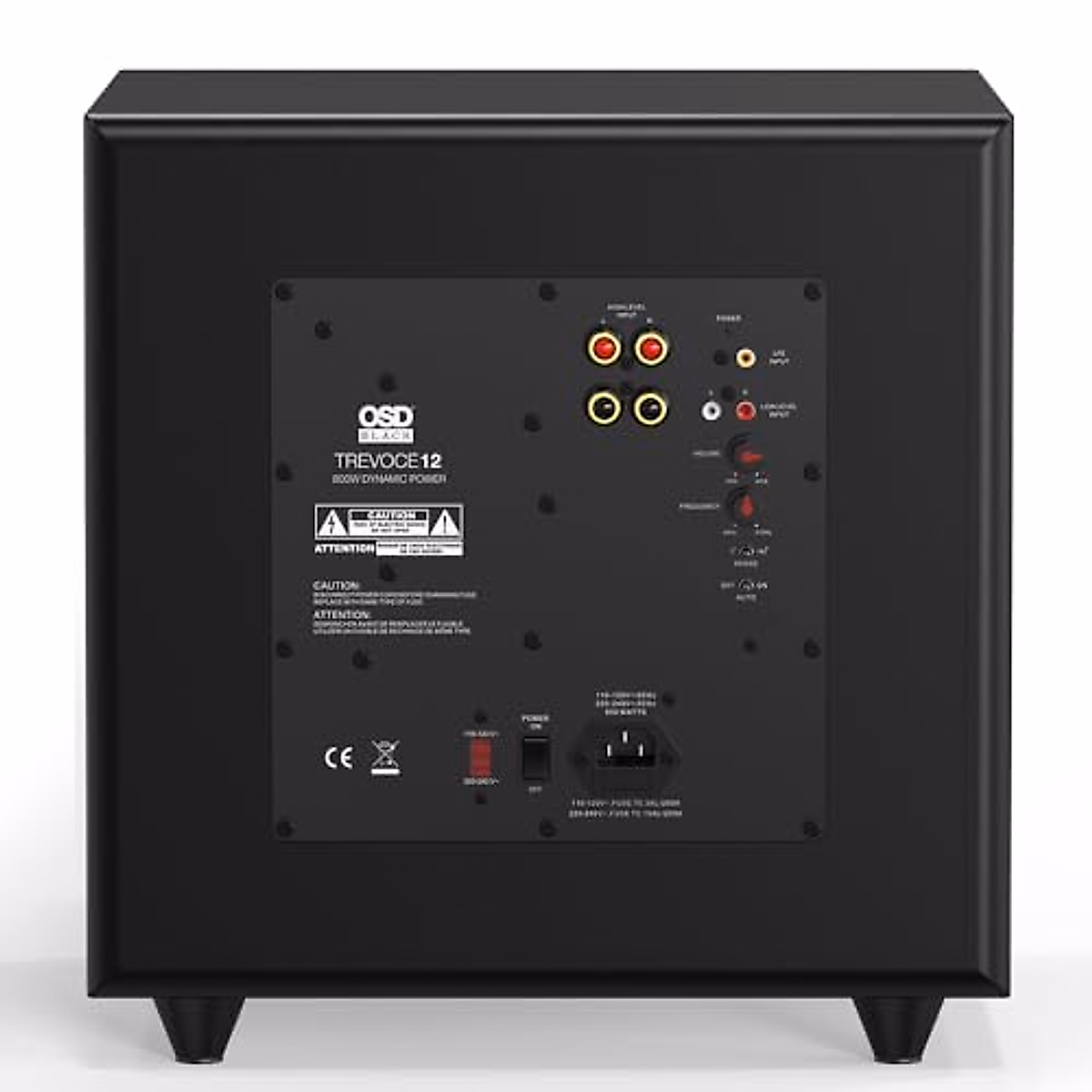 OSD Trevoce 12" Triple Driver Active Subwoofer 800W, Native EQ 15Hz Bass Response, Faux Leather Finish