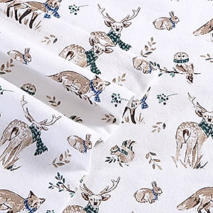 Eddie Bauer - Queen Sheet Set, Warm Breathable Cotton Flannel Bedding with Deep Pockets, Brushed for Extra Softness, Cozy Home Decor, Oeko-Tex Certified (Woodlands Friends, Queen)