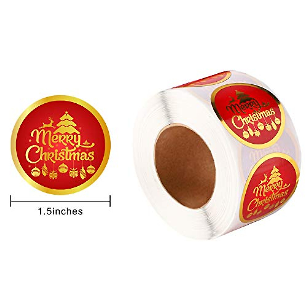 Ruisita 500 Pieces Gold Foil Merry Christmas Stickers Seals Labels Round Golden Christmas Holidays Seal Stickers or Christmas Favor Gift Cards Envelopes Seals