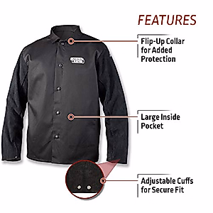 Lincoln Electric unisex adult Traditional Split Leather Sleeved Welding Jacket, ‎black, XX-Large US