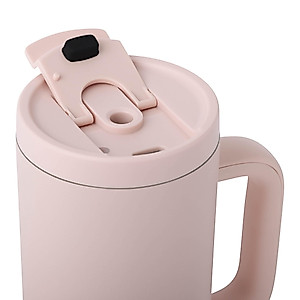 Manna Leisure Stainless Steel Insulated Tumbler with Leak-Proof Dual Function Lid - 40 Oz - Rose Quartz Powder Coat