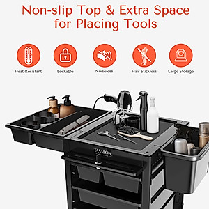 TASALON Premium Lockable Salon Trolley Cart with Wheels and 6 Drawers & 2 Bucket, Versatile Salon Cart for Hair Stylist, Salon Rolling Cart for Extra Storage, Multi-use Cart for Salon, Tattoo, Barber