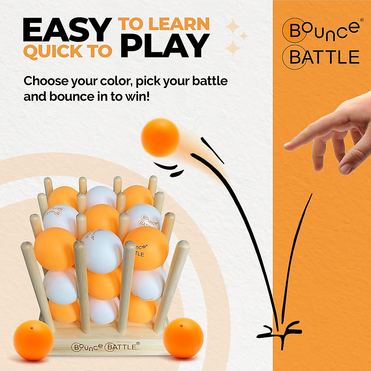 Bounce Battle Wood Edition Game Set - Multiplayer Fun Games for Kids & Adults - Addictive Bounce Ball Games w/Multiple Battle Styles - Family Games of Strategy/Chance - Gifts for Teenage Boys & Girls