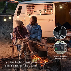 GANA Patio Lights, LED Outdoor String Lights 48FT, 2200K 12V Safe Voltage, 15 LED Shatterproof S14 Model Bulbs, IP65 Waterproof Commercial Grade Patio Lights, Decorative for Garden or Patio