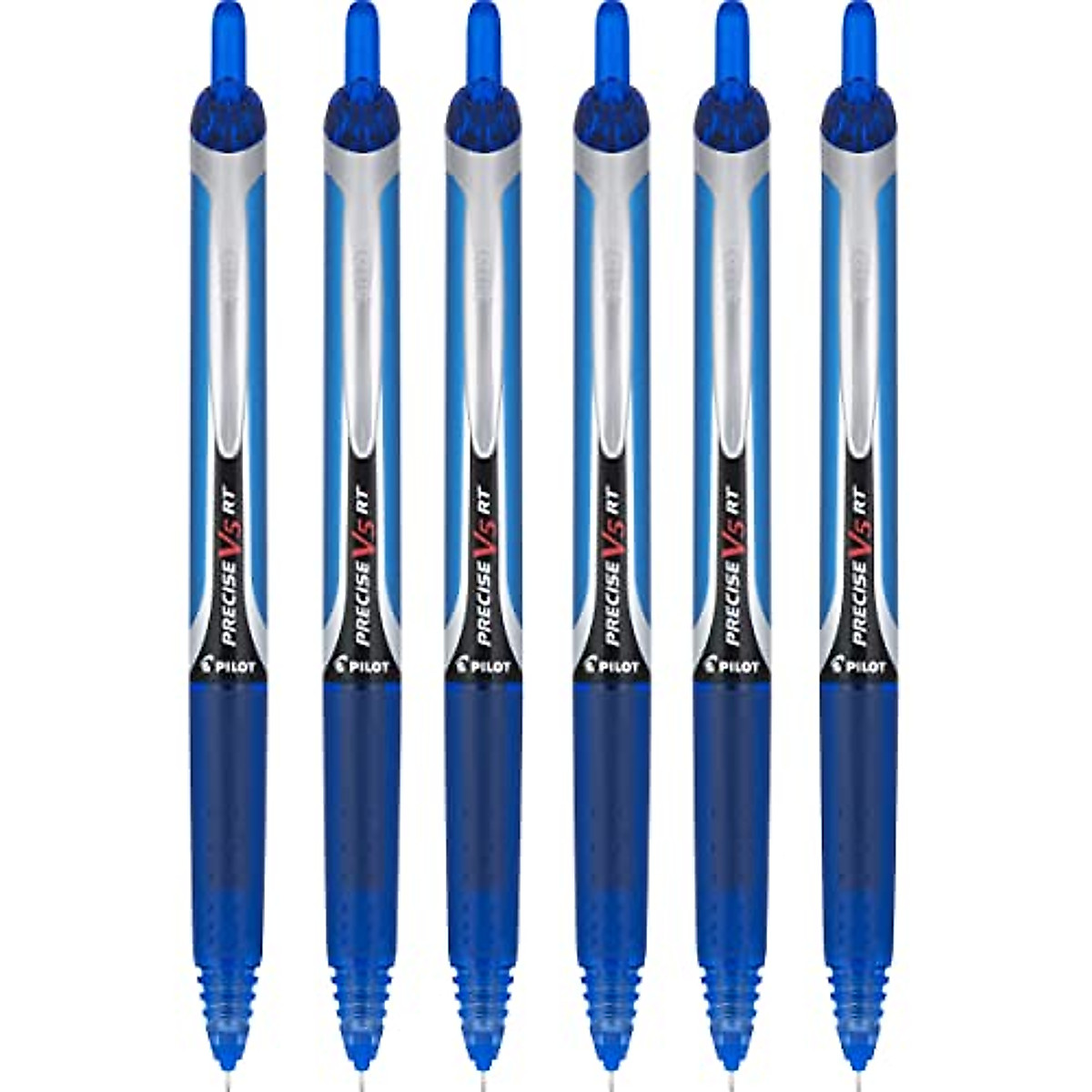 PILOT Precise V5 RT Retractable Rolling Ball Pens, 0.5mm Extra Fine Point, Blue Ink, 6 Pack