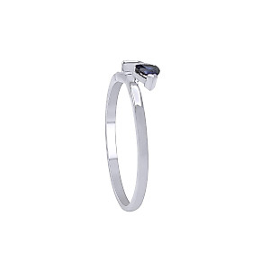AFFY Triangle Shape Simulated Blue Sapphire Wrap Enhancer Guard Ring in 14k White Gold Ring Size-6