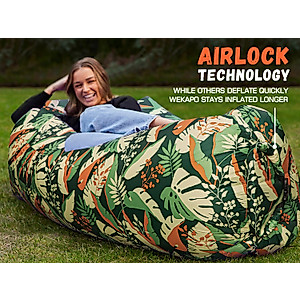 WEKAPO Inflatable Couch Air Lounger Chair - Camping & Beach Accessories, Portable Blow up Sofa for Hiking, Lawn, Indoor/Outdoor Movies & Music Festivals. Lightweight and Easy to Set Up Air Hammock