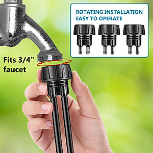 5 Pack Drip Irrigation Tubing Faucet Adapter Garden Faucet Hose Adapter Drip Irrigation Hose Connectors Faucet Connector with Washers for Garden Irrigation System(Double, Convert 3/4 to 1/4)