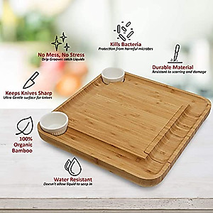 Bamboo Charcuterie Boards Cheese Board Set Premium Large Cheese Platter & Serving Tray 4 Stainless Steel Knife House Warming Gifts New Home Housewarming Gift for Her Mom Wife Women Wedding Anniversary