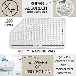 Toddler Mattress Pads – XL Potty Training Mattress Protector Pad, Potty Training Sheets Protection, Pee Mats for Kids Bedwetting, Toddler Bed Pee Pads, Waterproof Washable Reusable