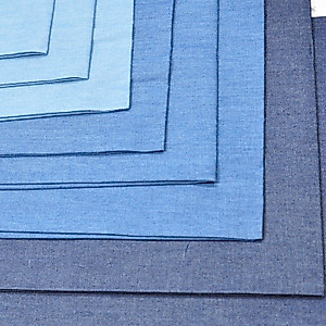 Denim 4.8OZ. Fat Quarter 6pcs 18inchX22inch 100% Cotton Fabric Solid Fabric Quilting Fabric Arts, DIY Crafts&Sewing Patchwork by Indigo Light,Middle and Deep Three Colors