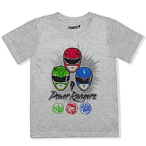 Power Rangers Red Ranger, Blue Ranger and Green Ranger Boys 3 Pack T-Shirts for Big Kids – Blue/Red/Grey