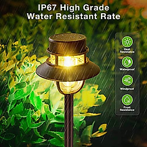 BUCASA Solar Pathway Lights Outdoor 6 Pack, Super Bright Solar Outdoor Lights, Up to 12H IP67 Waterproof Solar Landscape Path Lights Solar Powered Garden Lights for Walkway Driveway Yard Patio Lawn