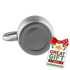 Stainless Steel Coffee Mugs with Lid ( Set of 2 ) - 14 oz Double Walled Steel Coffee Glasses with Lid & Handle - Coffee to Go, Travel, Outdoor, Camping - Vacuum, Shatterproof, Durable Coffee Mug