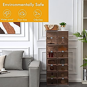 CLIFFBUCK Shoe Storage Organizer 7 Layers - Foldable Shoe Storage Box Sneaker Storage -Installation Free Shoe Containers - Clear Plastic Shoe Box with Doors