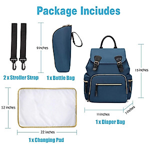 QIMIAOBABY Diaper Backpack, Waterproof Nylon Baby Nappy Storage Bag (Blue)