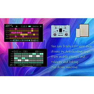 Playwell Drum Machine Looper with Tuner - 11 Minutes Looper 30 Drums - Link app to customize, edit and share drum codes - two kinds of power supply - Headphone Jack，digital display，LED indicator