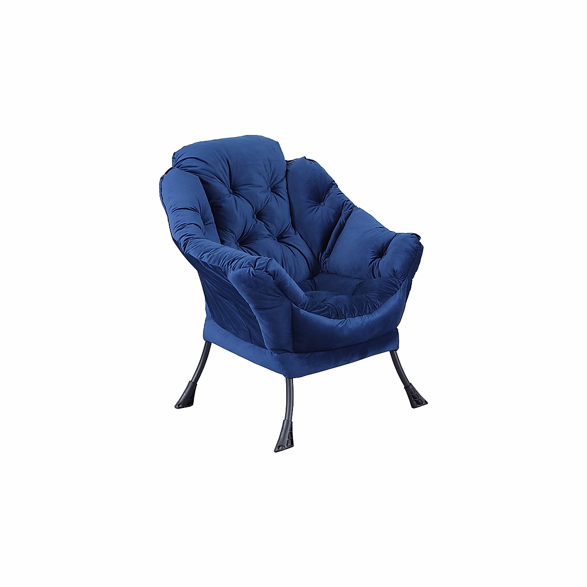 JOMOL Living Room Chairs Modern Cotton Fabric Lazy Chair, Accent Contemporary Lounge Chair, Single Steel Frame Leisure Sofa Chair with Armrests and A Side Pocket (Blue)