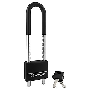 Master Lock 527D Adjustable Shackle Padlock with Key, Black