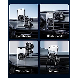 OMOTON for MagSafe Car Mount, O-Mag DriveSafe Magnetic Phone Holder for Car, Cell Phone Mount for Dashboard Windshield Vent, Fit for iPhone 15 14 13 12 Series Magsafe Cases