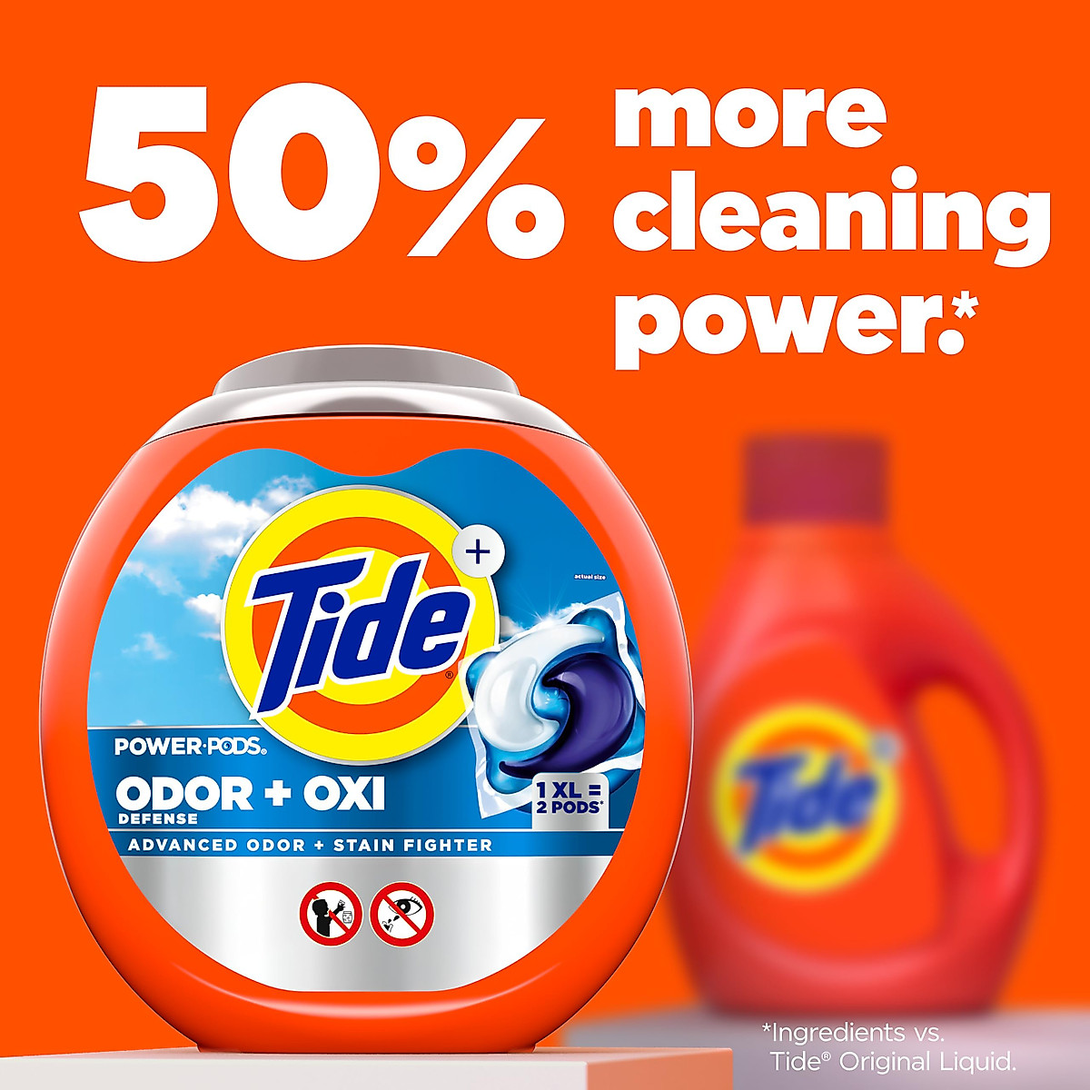 Tide Ultra OXI Power PODS with Odor Eliminators Laundry Detergent Pacs, For Visible and Invisible Dirt, 45 Count, Tide PODS Laundry Detergent, Laundry Pacs
