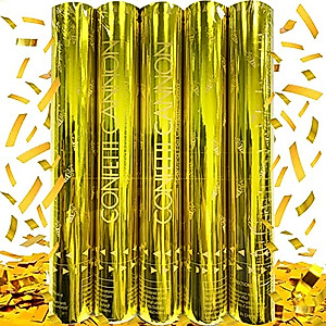 Yeunmu 5 Packs Confetti Cannons, 12 inch confetti cannons party poppers, gold confetti poppers for Graduation Wedding Birthday Parties and New Year's Eve Celebration