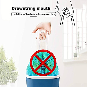 Small garbage bag, 0.8-1.2 gallon drawstring garbage bag, garbage bag lining, super strong 60 count for household, kitchen, office, car (blue, 0.8-1.2 gallons (60 count)(Hook inside the bag)